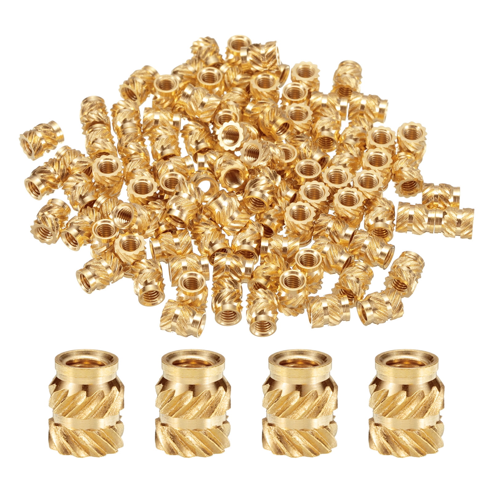 100 Packs M3 Threaded Inserts Brass Heat Set Insert M3x6mm, OD 5mm ...
