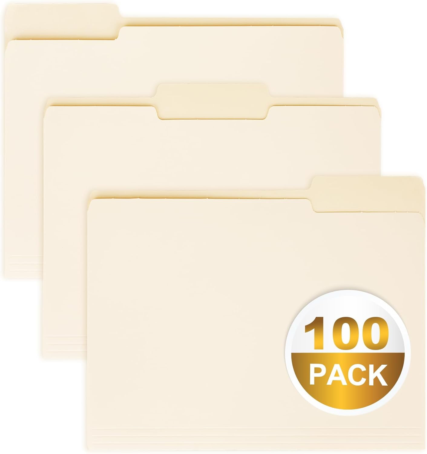 100 Packs Manila File Folder,Manilla Folder 8.5x11,1/3 Cut Tabs Folder ...
