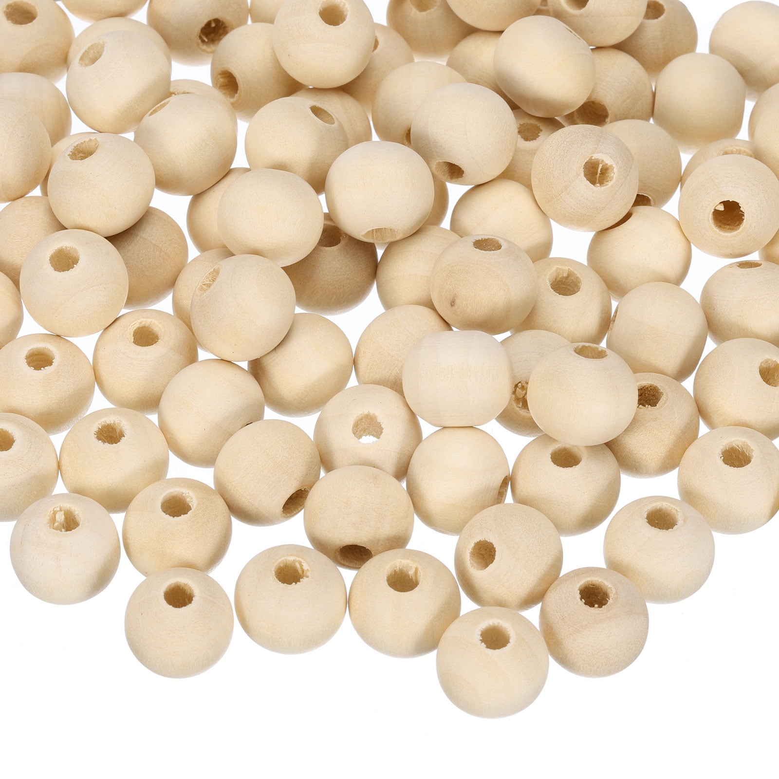 100 Packs Round Wood Beads 12mm Diameter, Natural Wood Craft Balls for ...