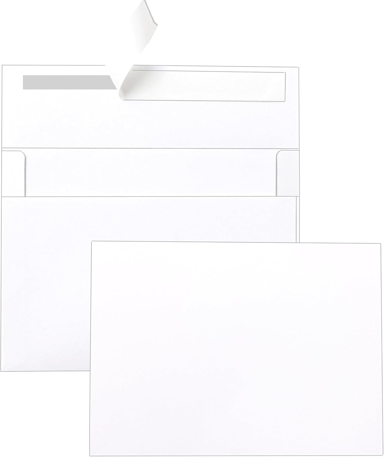 100 Packs White Single Panel Blank Cards and Envelopes 5 x 7 Heavy Flat ...