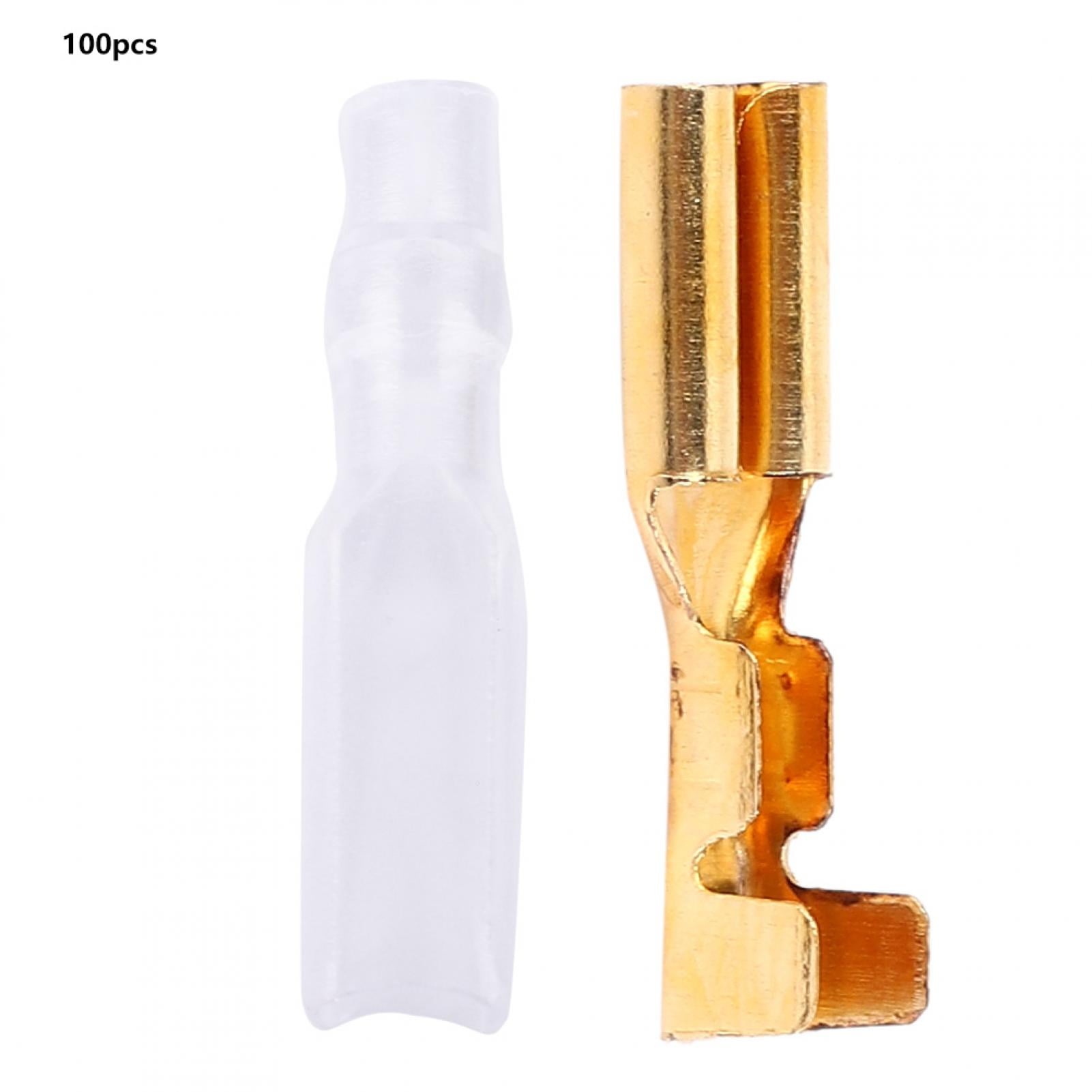 100 Pair Crimp Terminal Connector 2.8mm Gold Brass Car Speaker Electric ...