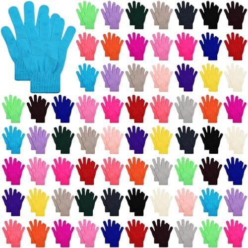 100 Pair Winter Gloves Bulk Warm Knitted Stretchy Gloves Bulk for Men ...