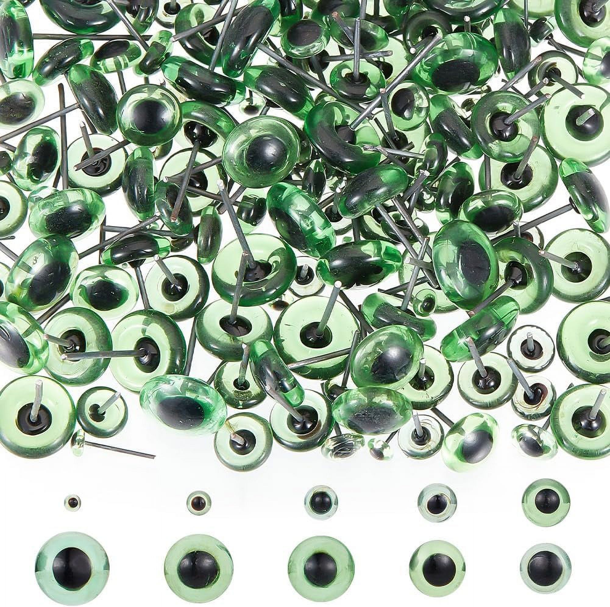 100 Pairs 10 Sizes Lime Green Needle Felting Eyes Glass Fake Eyes with ...