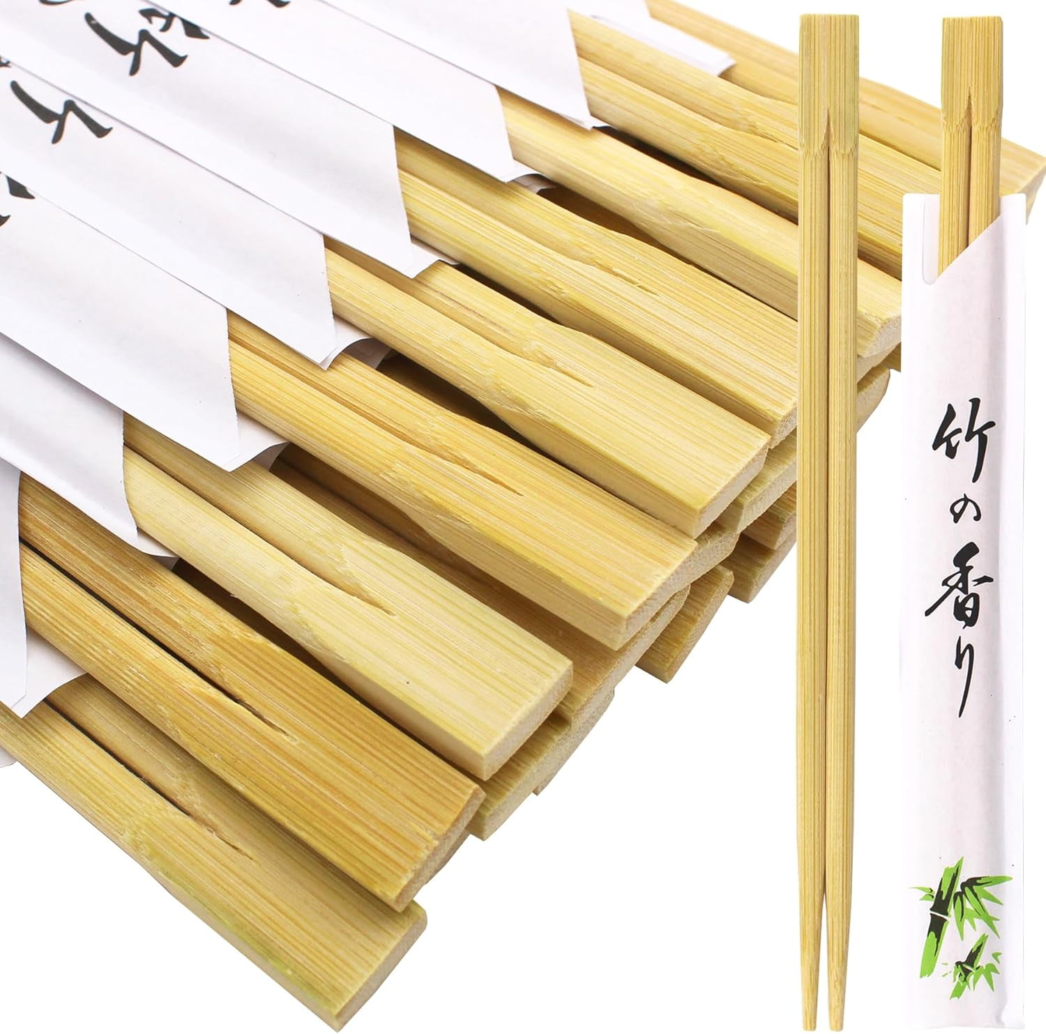 100 Pairs 9 inches Smooth Disposable Bamboo Chopsticks Individually ...