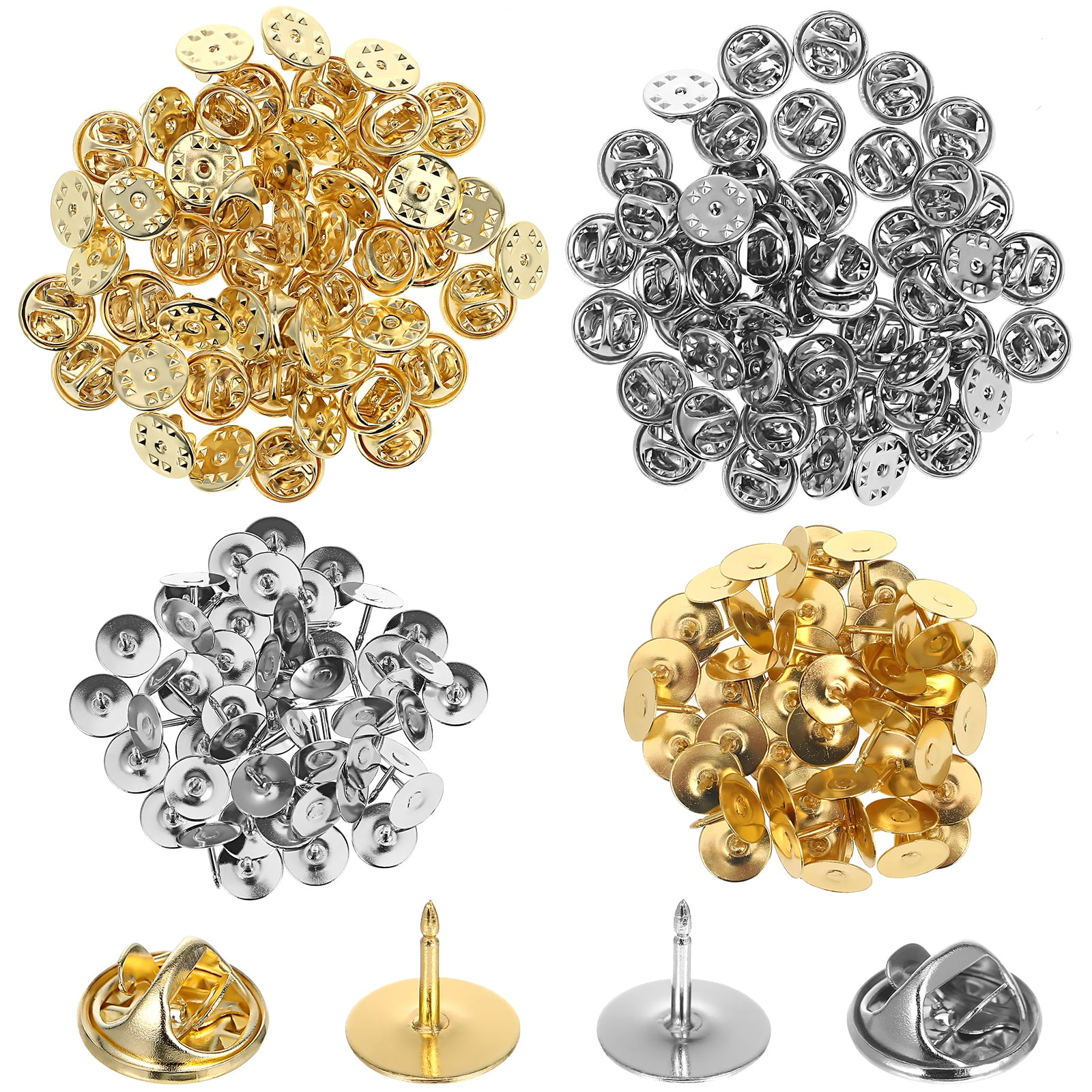 100 Pairs Butterfly Clutch Pins Locking Pin Backs Metal Pin Backings ...