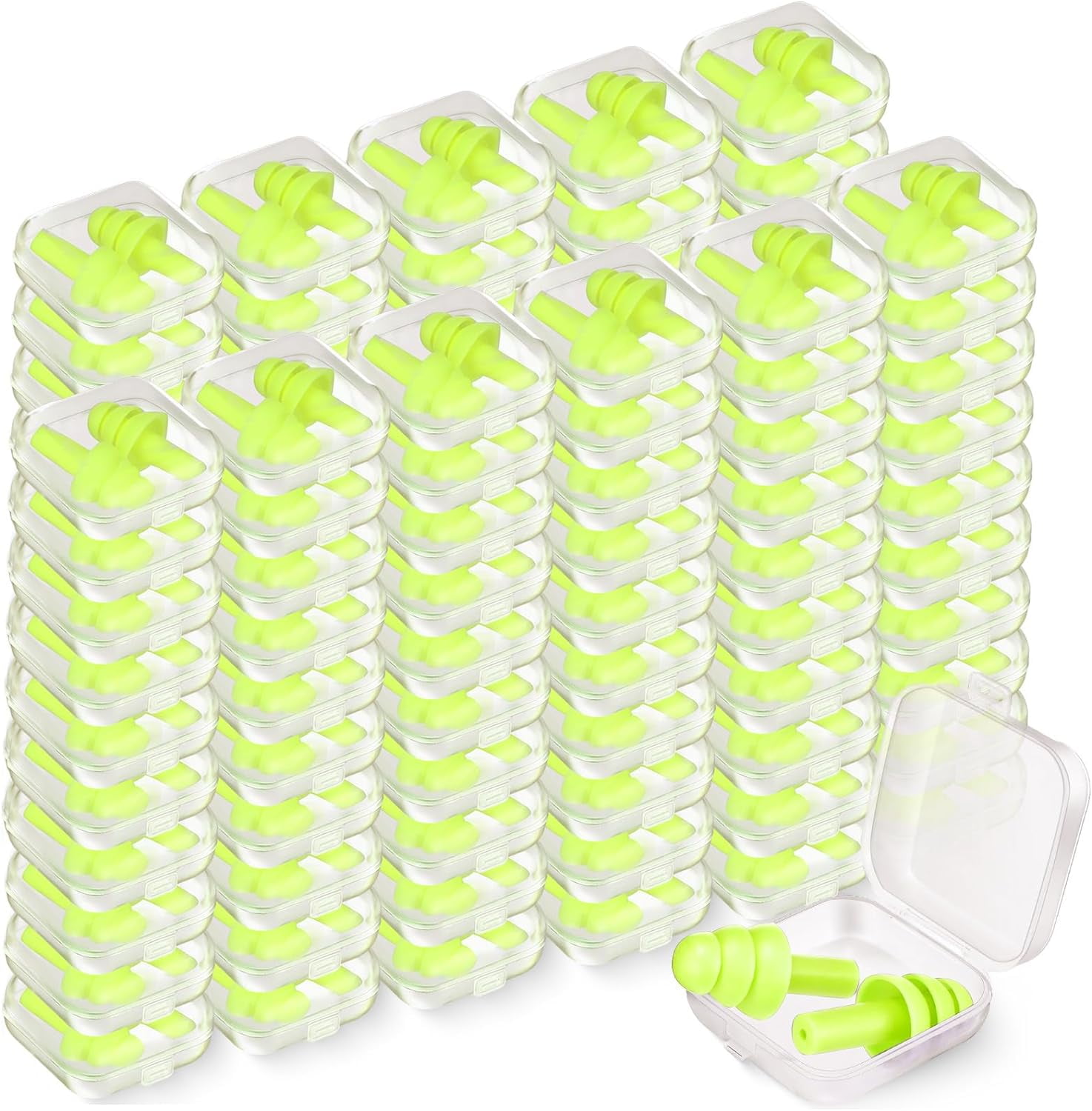 100 Pairs Ear Plugs Bulk, NRR 29dB Reusable Silicone Ear Plugs with ...