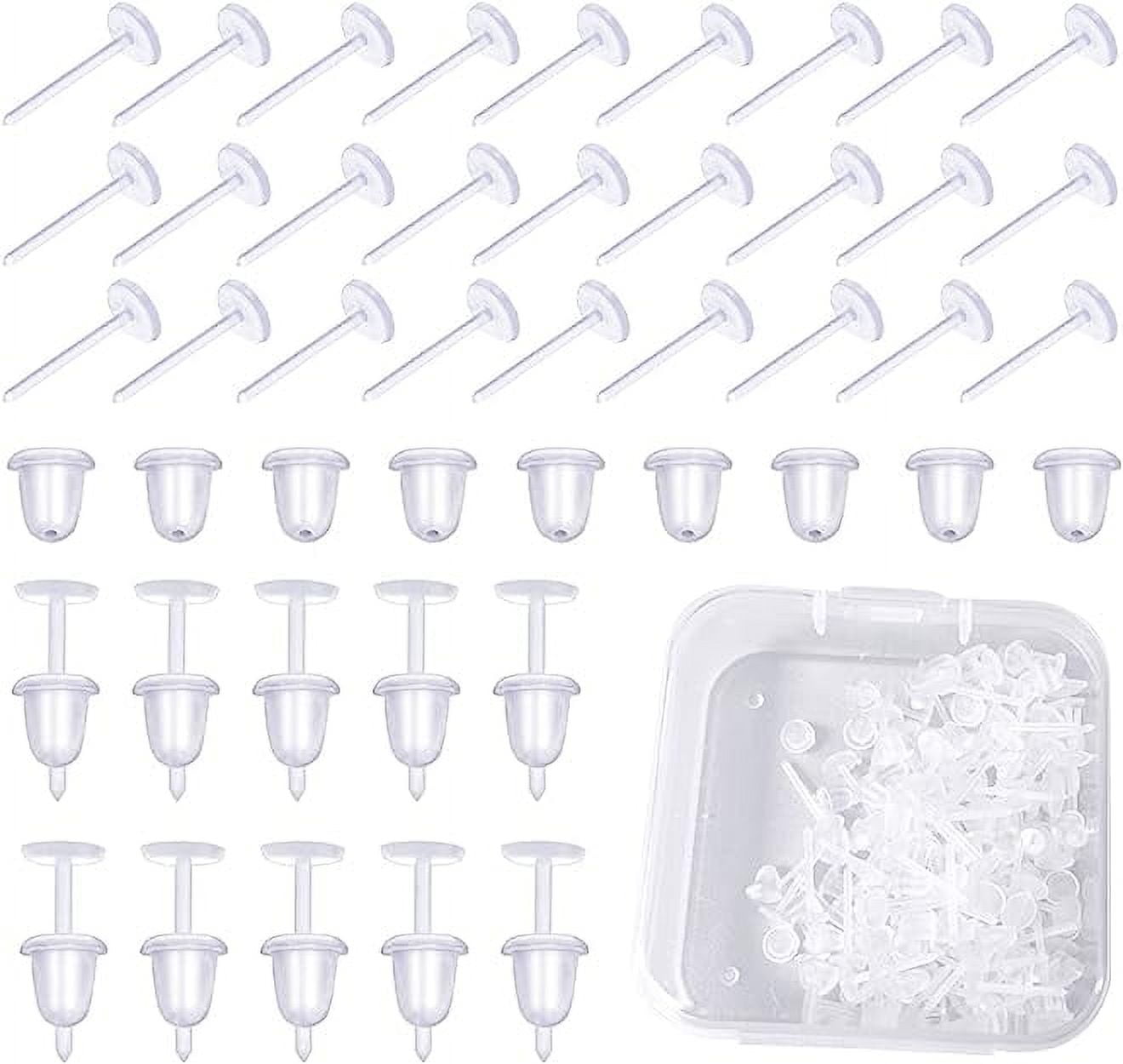 100 Pairs Of Plastic Cartilage Studs With Clear Ear Pins And Silicone ...