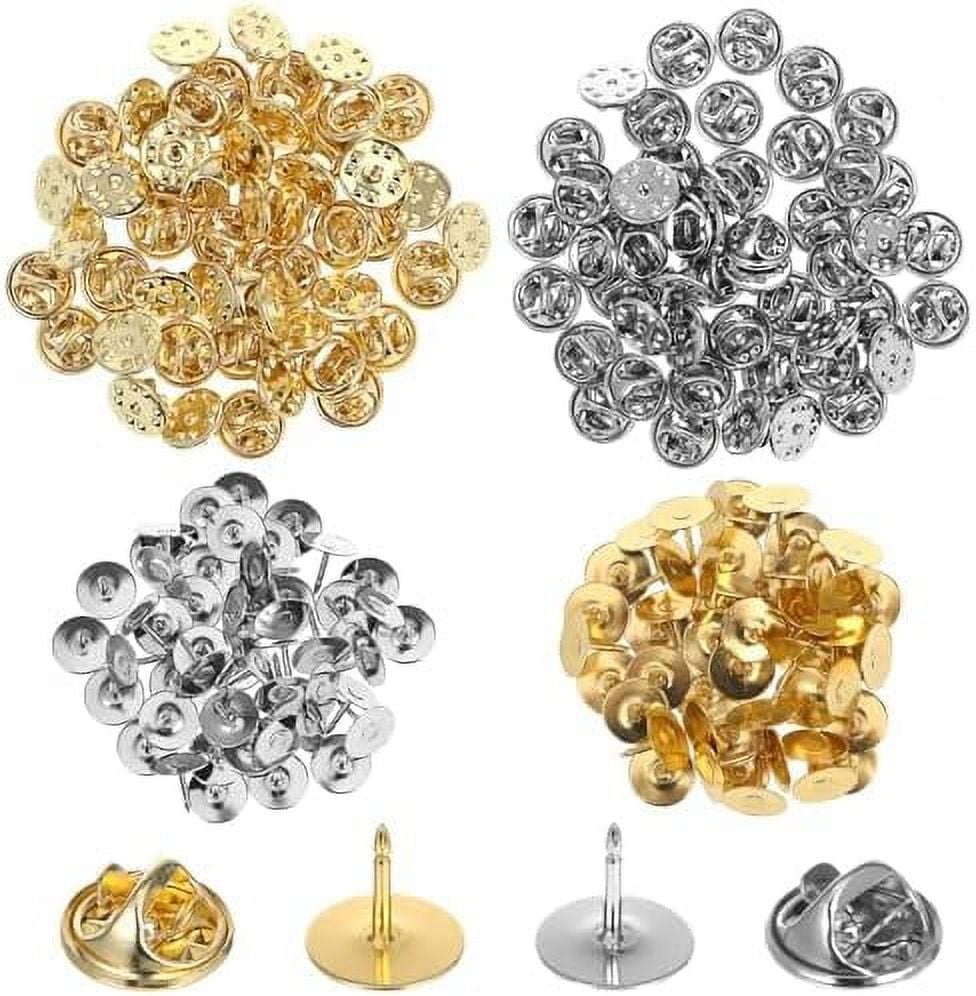100 Pairs Pin Backs, Metal Locking Pin Backs, Brass Butterfly Clutch ...