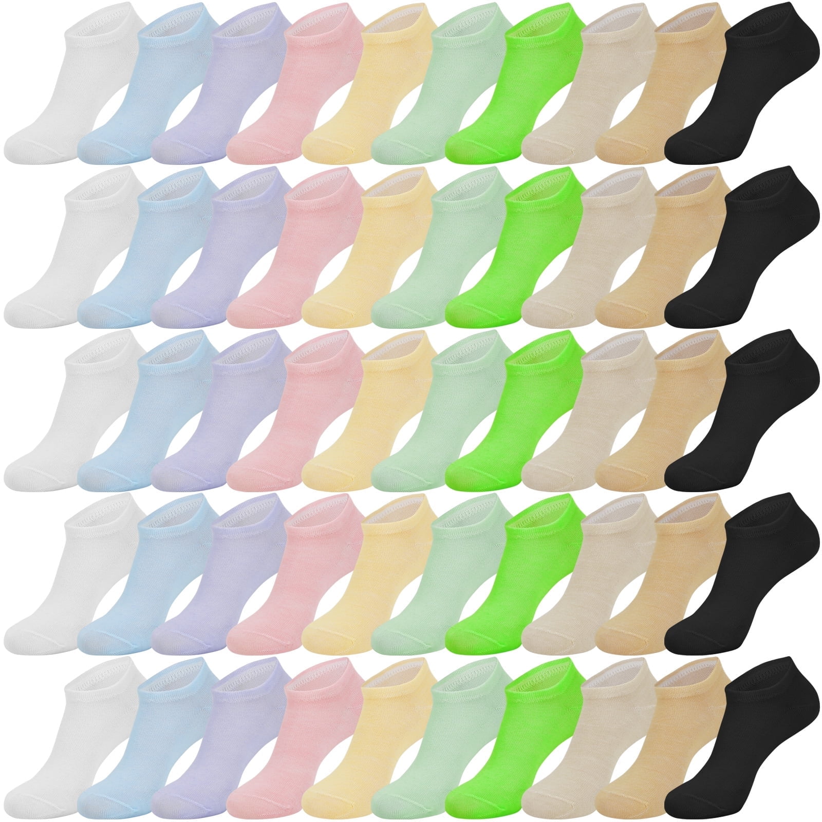 100 Pairs Womens Low Cut Ankle Socks Colorful Lightweight Ankle Socks ...