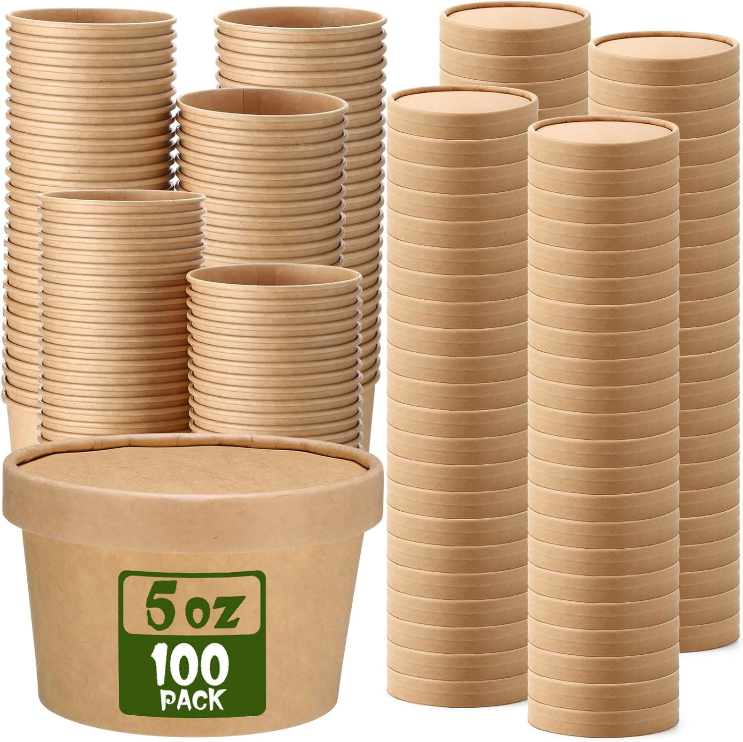 100 Paper Soup Containers with Disposable Paper Containers with Vented ...