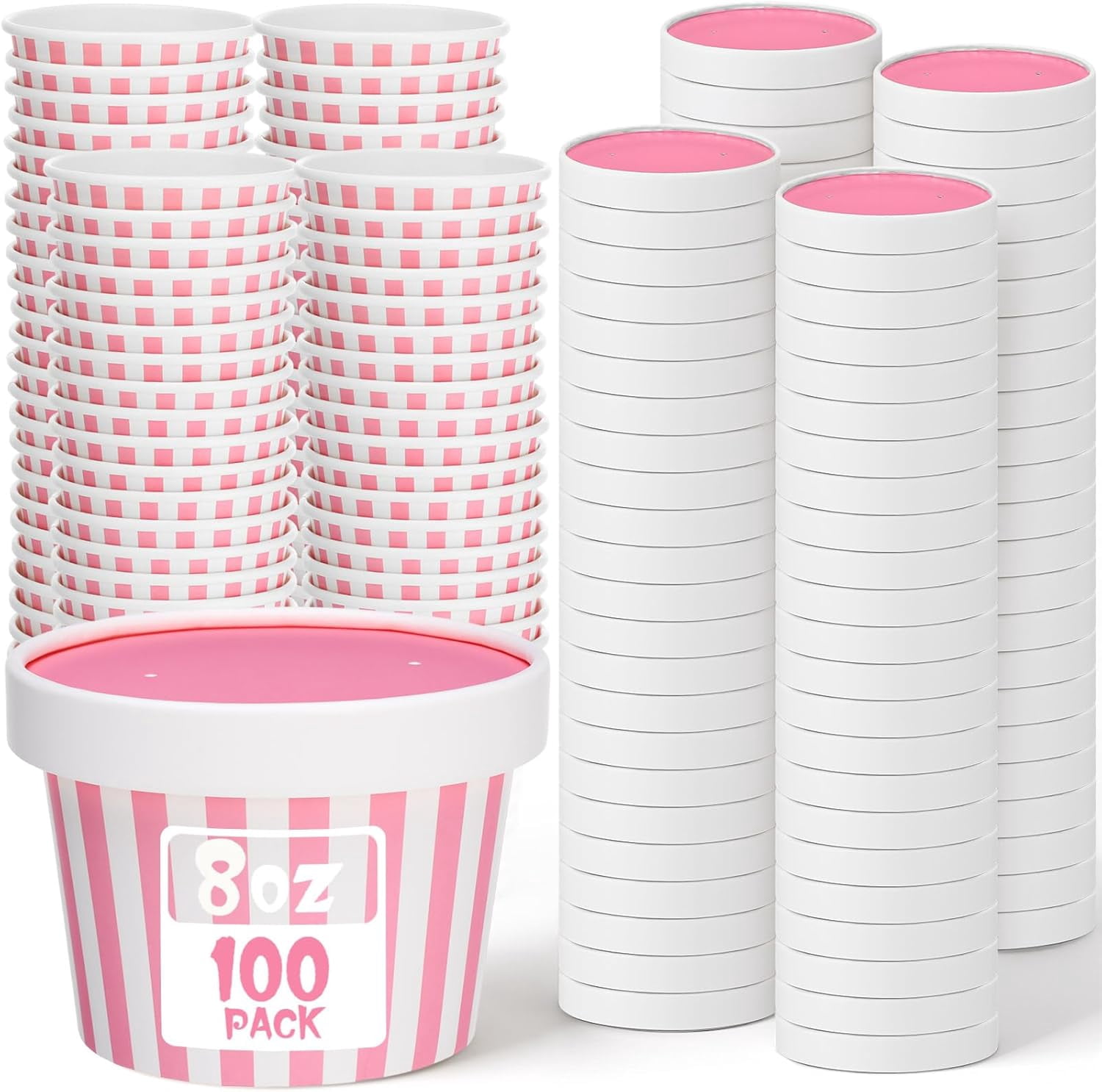 100 Paper Soup Containers with Disposable Paper Containers with Vented ...