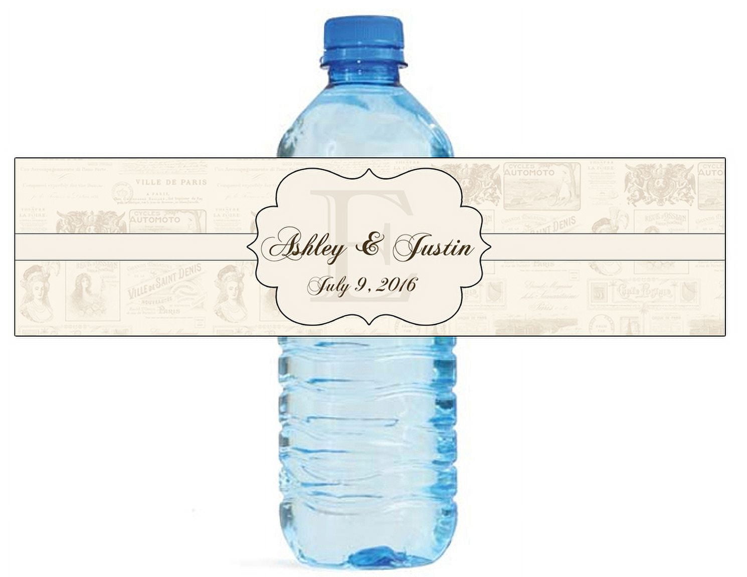 100 Parisian Postcard Travel Wedding Birthday Party Water Bottle Labels ...