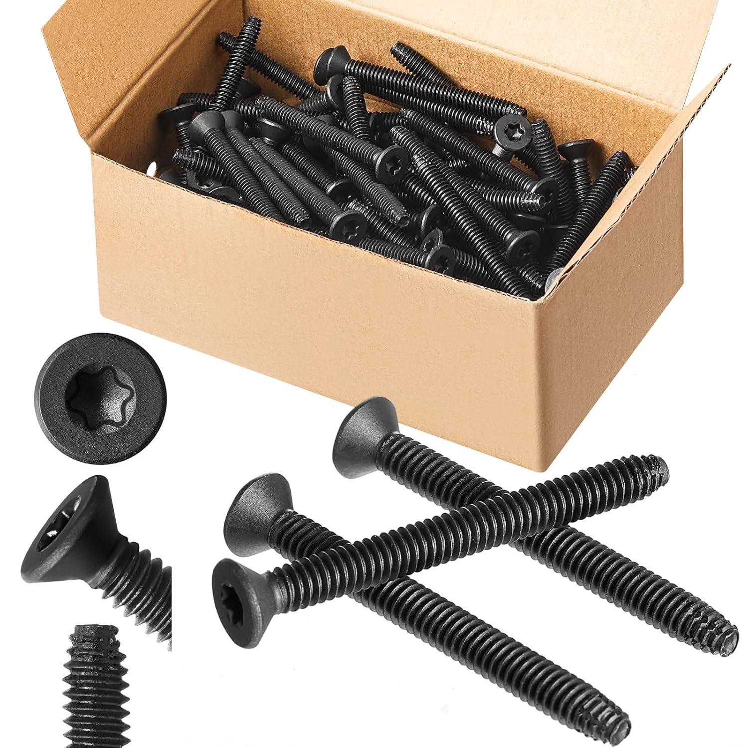 100 Pcs 1/4-20 x 2-1/2" Self-Tapping Trailer Deck Screws Flat Head ...