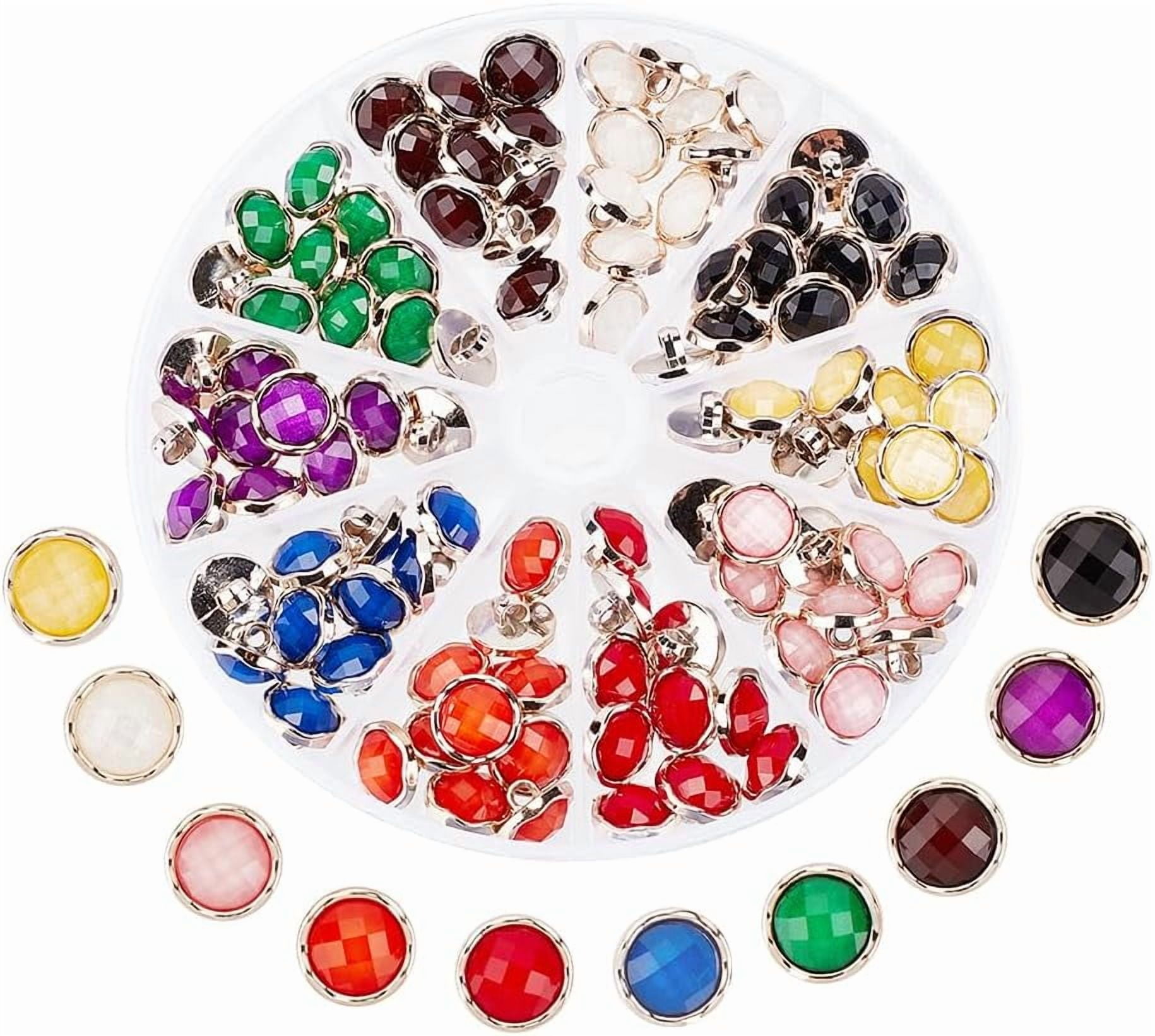 100 Pcs 10 Colors Pearlized Resin Shank Buttons 12.5mm Half Domed ...