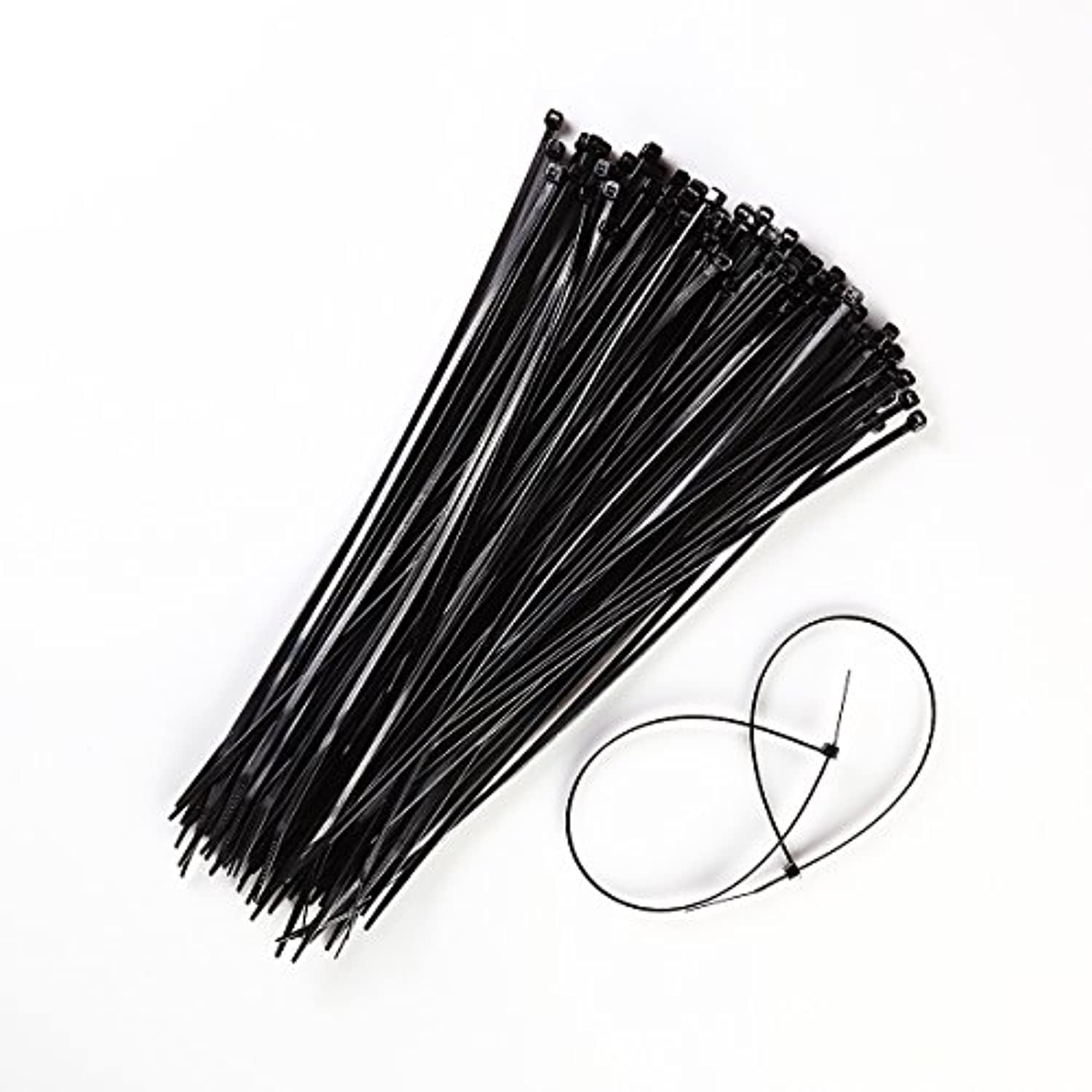 100 Pcs 11" Inch UV Resistant Nylon Cable Zip Wire Ties 40 lbs Black ...
