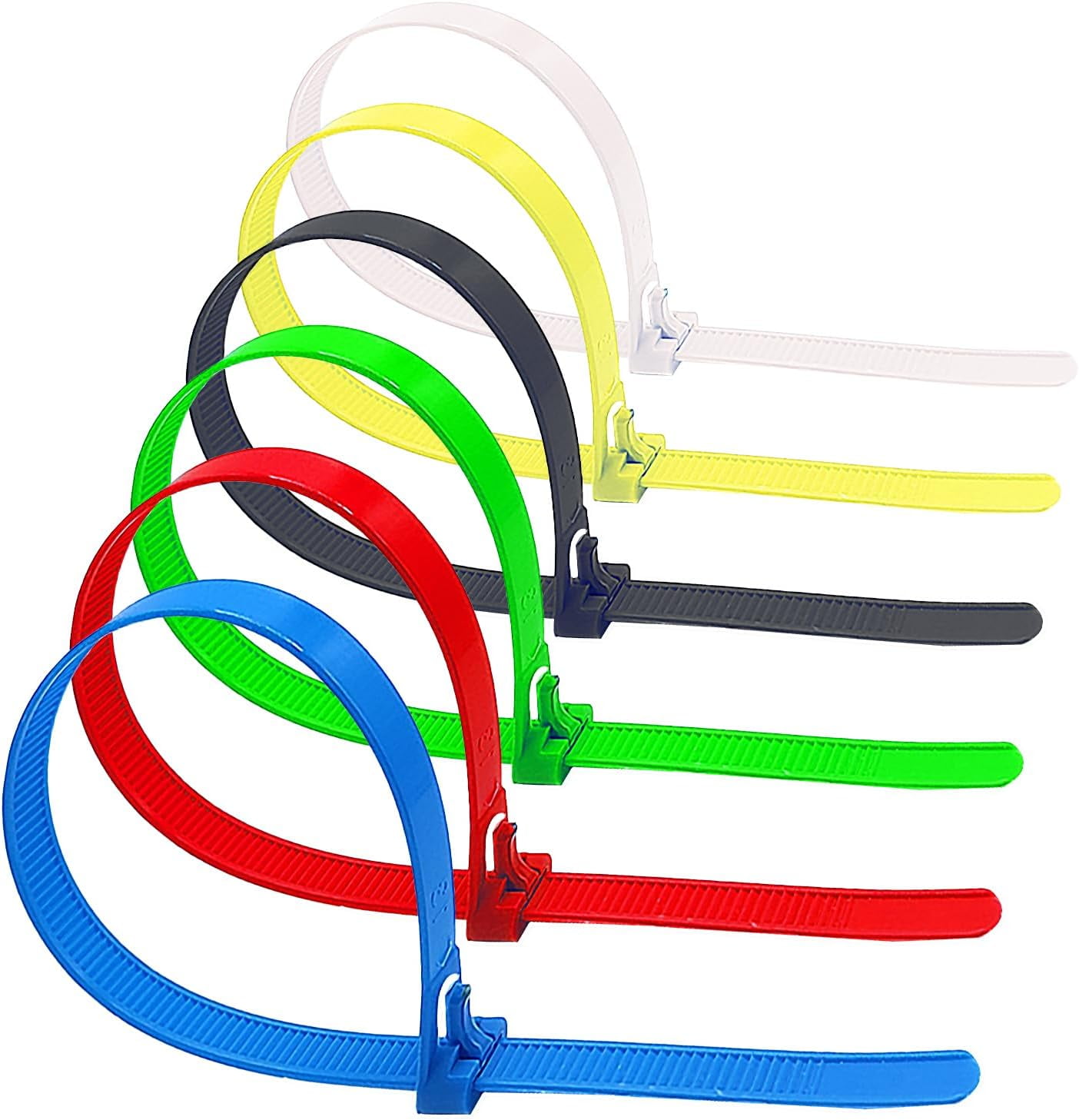 100 Pcs 12 Inch Color Reusable Zip Ties, Heavy Duty Releasable Cable ...