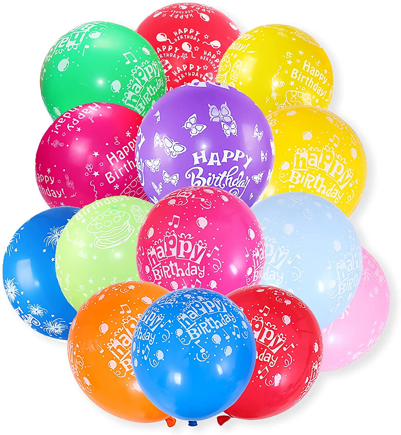 100 Pcs 12 Inch Printed "HAPPY BIRTHDAY" Colorful Latex Balloons ...