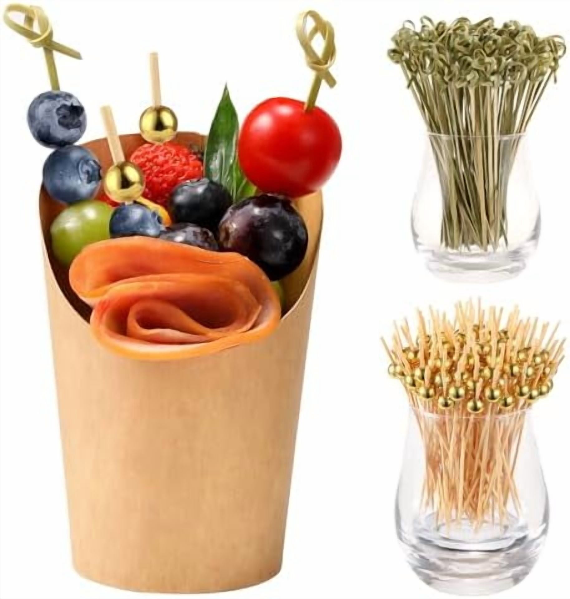 100 Pcs 12 oz Charcuterie Cups with Bamboo Skewers, Disposable Paper ...