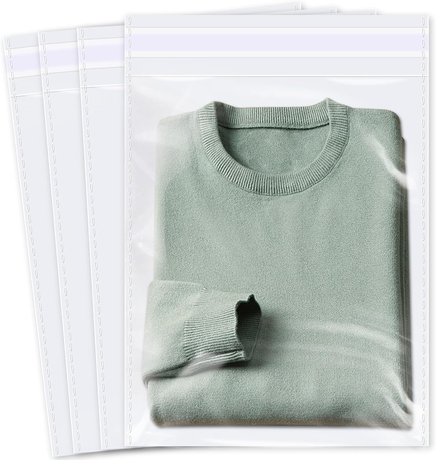 100 Pcs -12" x 18" Clear Plastic Cellophane Bags-Resealable Self ...