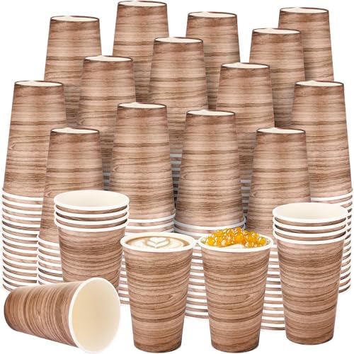 100 Pcs 16 oz Wood Grain Disposable Cups Black and White Checkered ...