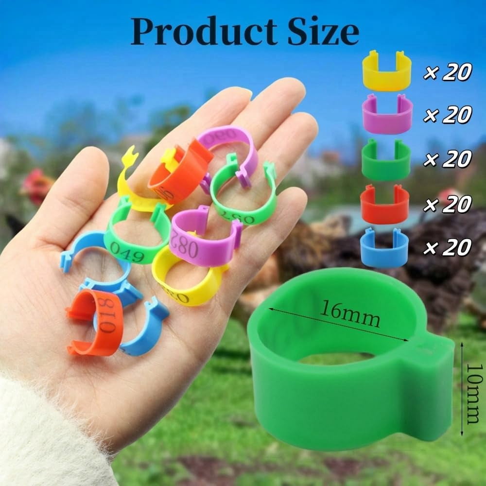 100 Pcs 16mm Chicken Leg Bands, Durable Plastic Poultry Leg Rings for ...