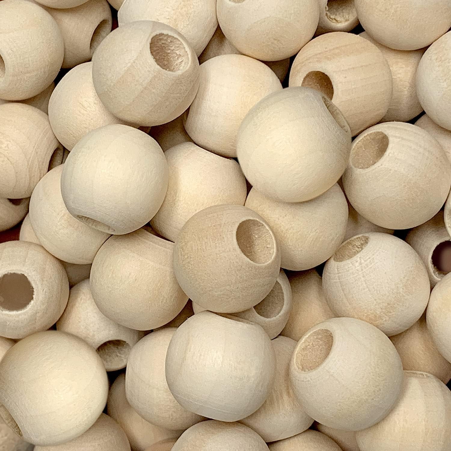 100 Pcs, 16mm Wood Beads for Crafts, Macrame Beads for 6-8mm Cord ...