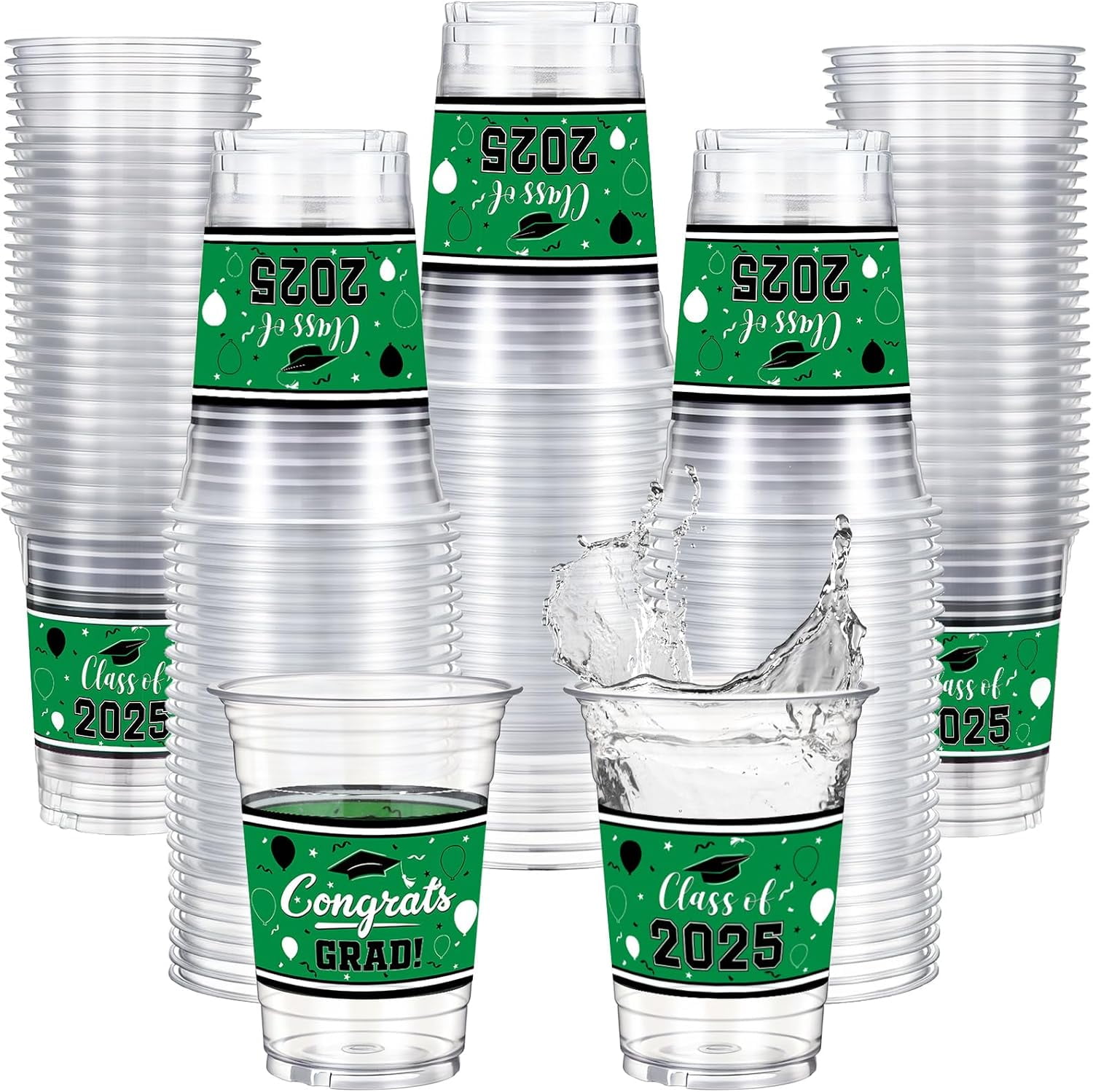 100 Pcs 16oz 2025 Graduation Cups Disposable Graduation Plastic Cups ...