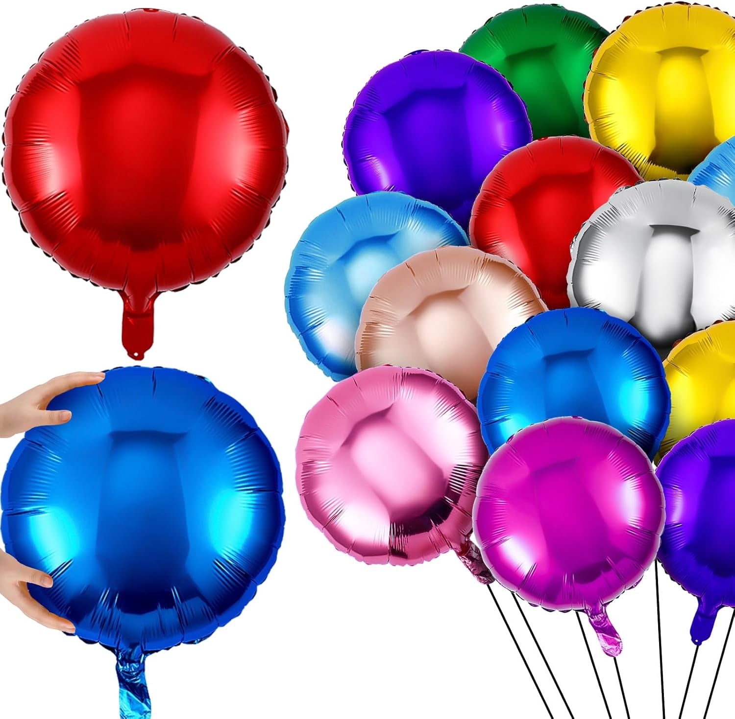 100 Pcs 18 Inch Round Foil Balloons Aluminum Foil Helium Balloons Bulk ...