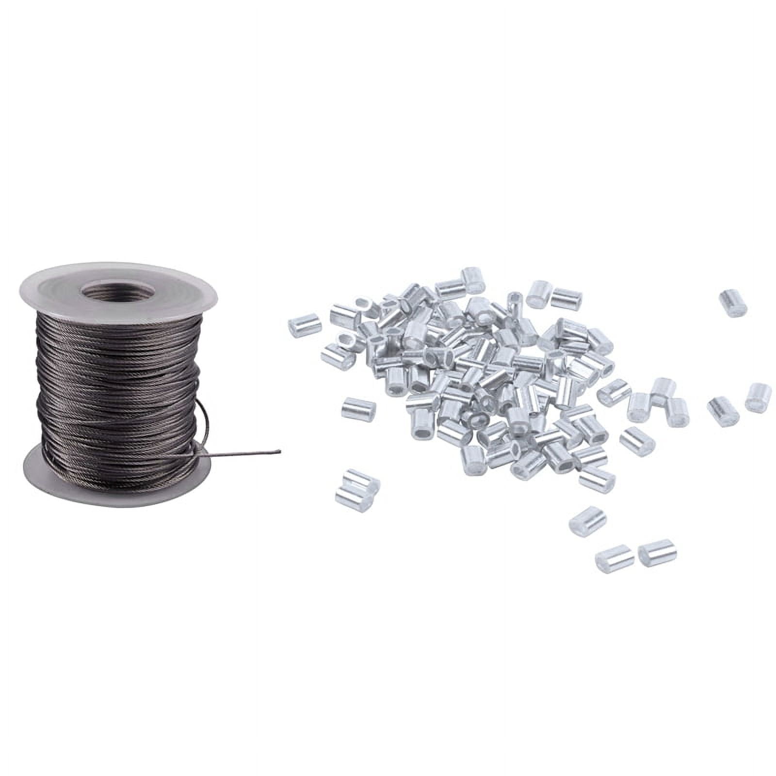 100 Pcs 1mm Steel Wire Rope Aluminum Ferrules Sleeves Silver Tone & 1x ...