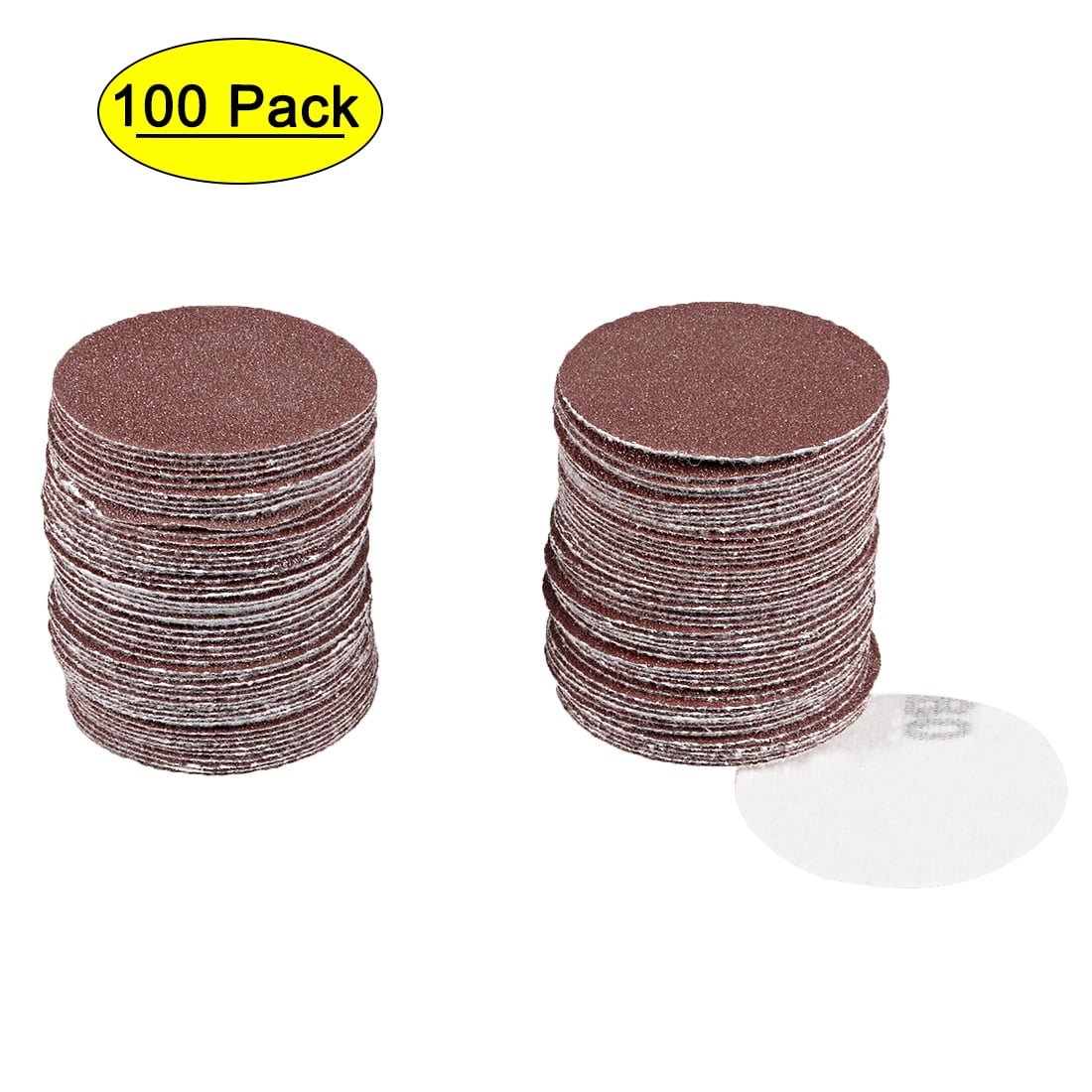 100 Pcs 2 Inch Hook and Loop Sanding Disc 80 Grits Flocking Sandpaper ...