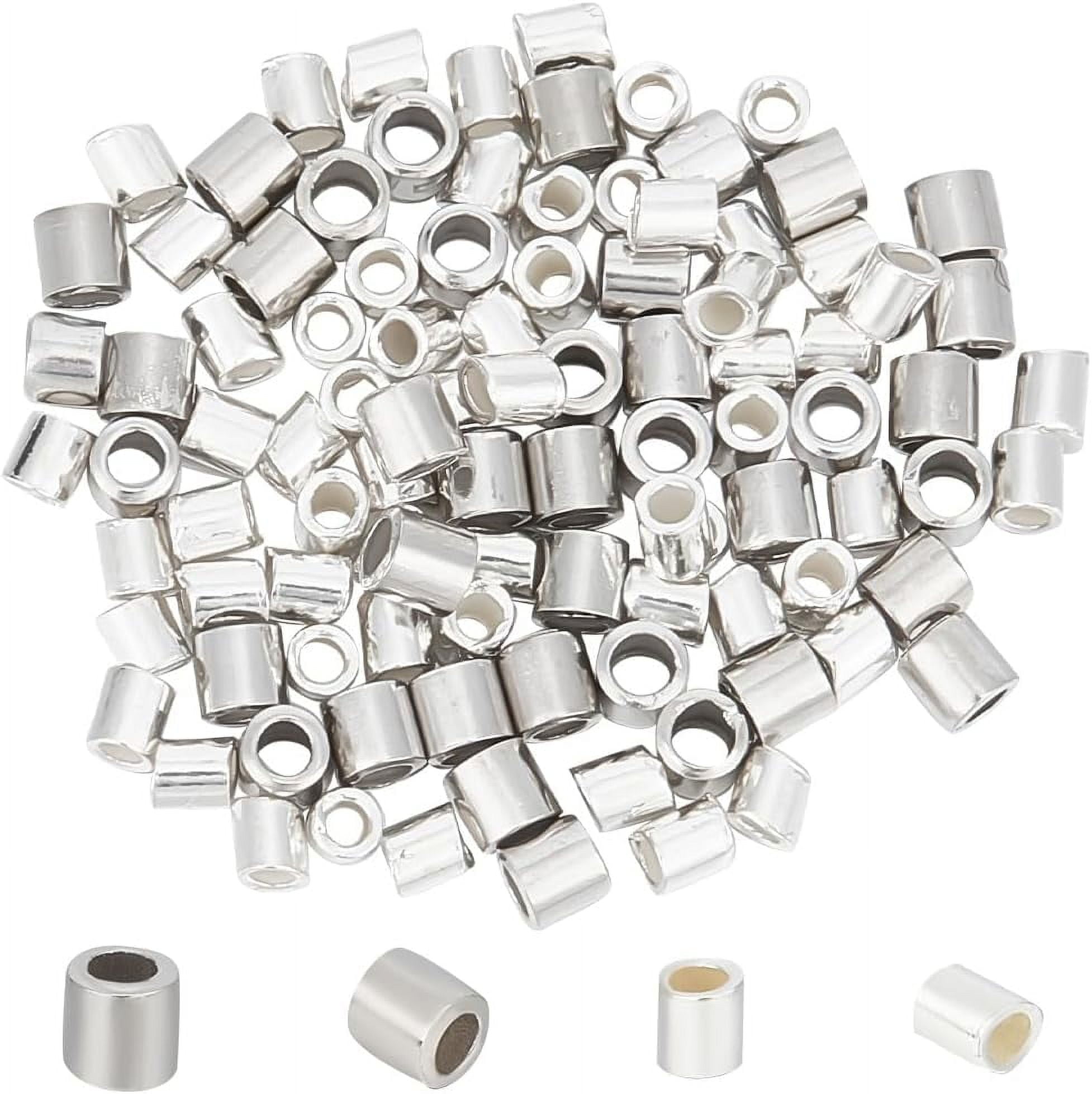 100 Pcs 2 Sizes 925 Sterling Silver Crimp Tube Beads Silver Crimp Bead ...