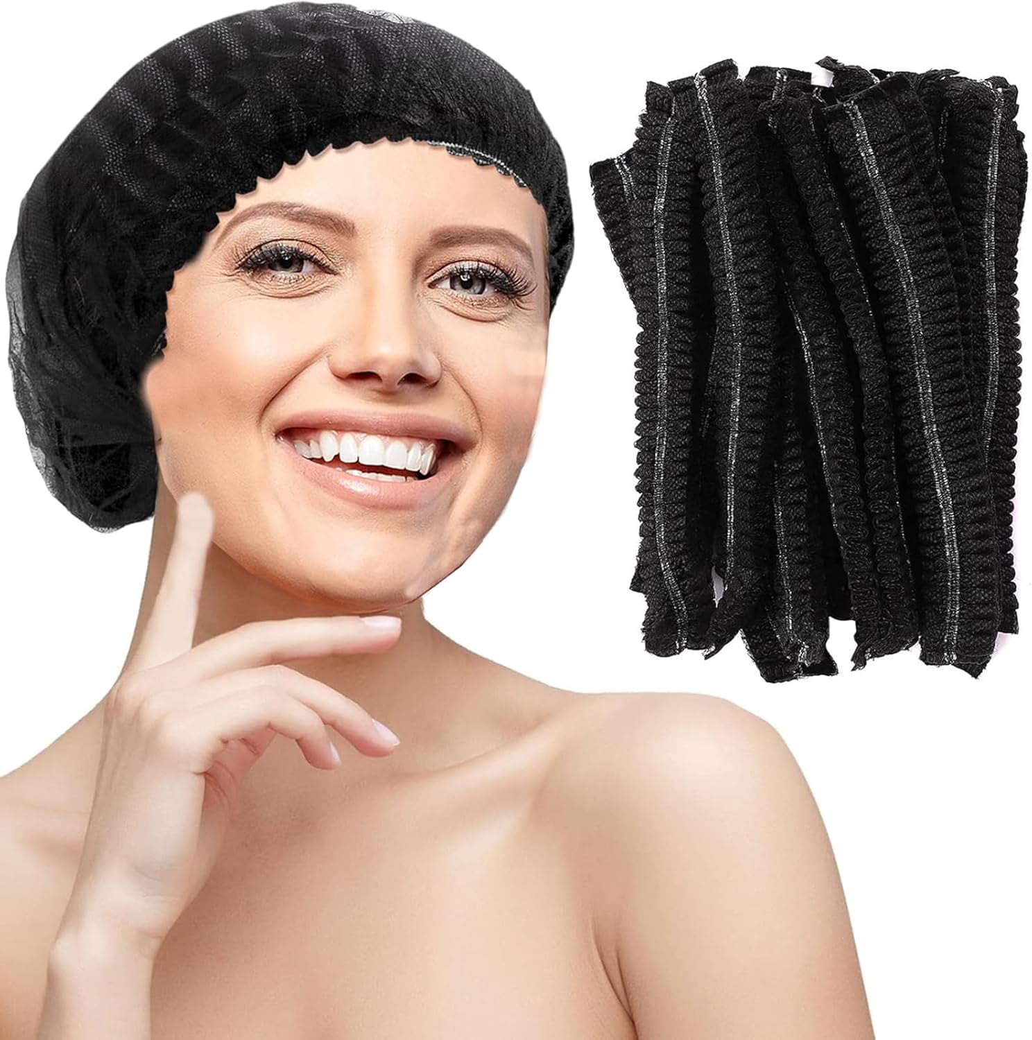 100 Pcs 24 Inches Disposable Bouffant Caps Hair Net for Women Non-Woven ...