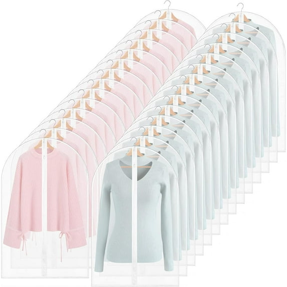 100 Pcs 24'' x 32'' Clear Garment Bags Full Zipper Suit Bags ...