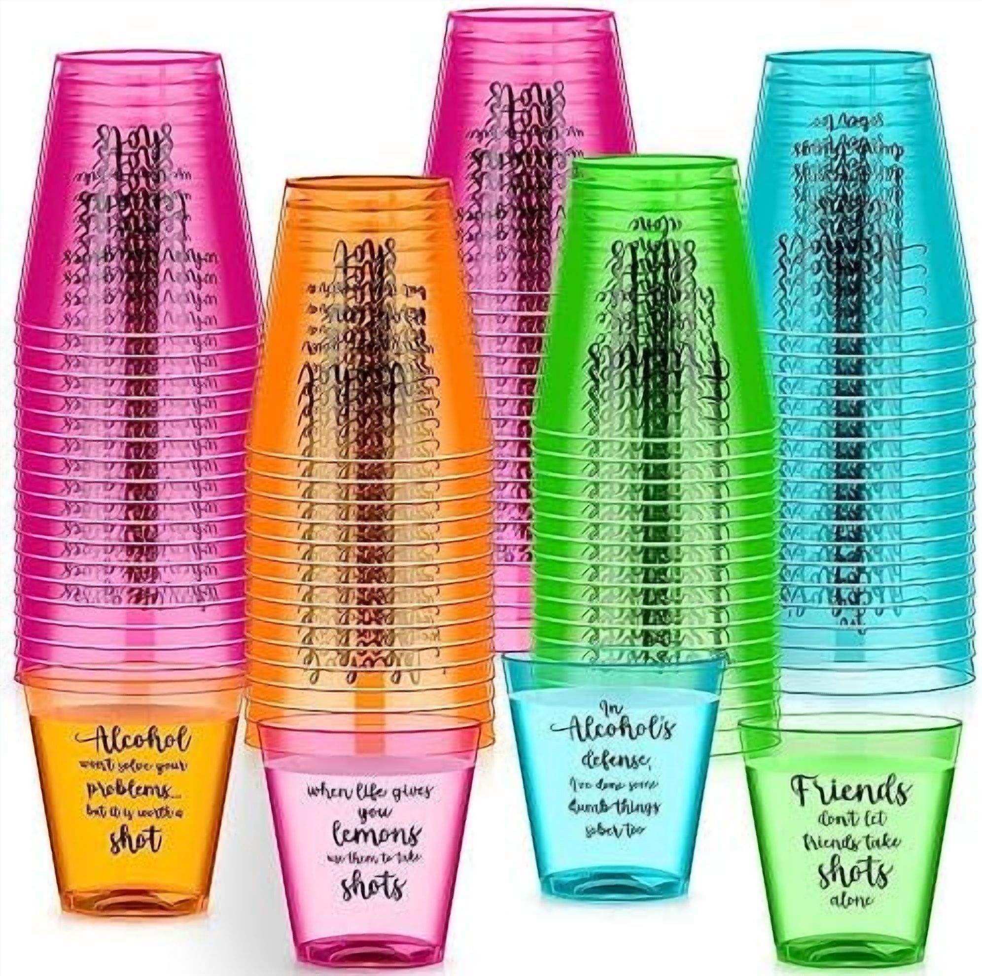 100 Pcs 2oz Funny Shot Glasses for Adults Friends Plastic Shot Cup ...