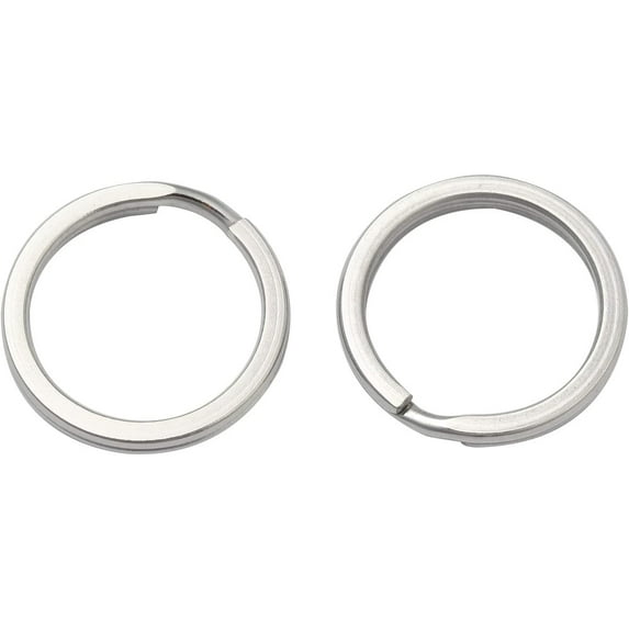 100 Pcs 304 Stainless Steel Round Flat Key Chain Rings Metal Split Ring ...