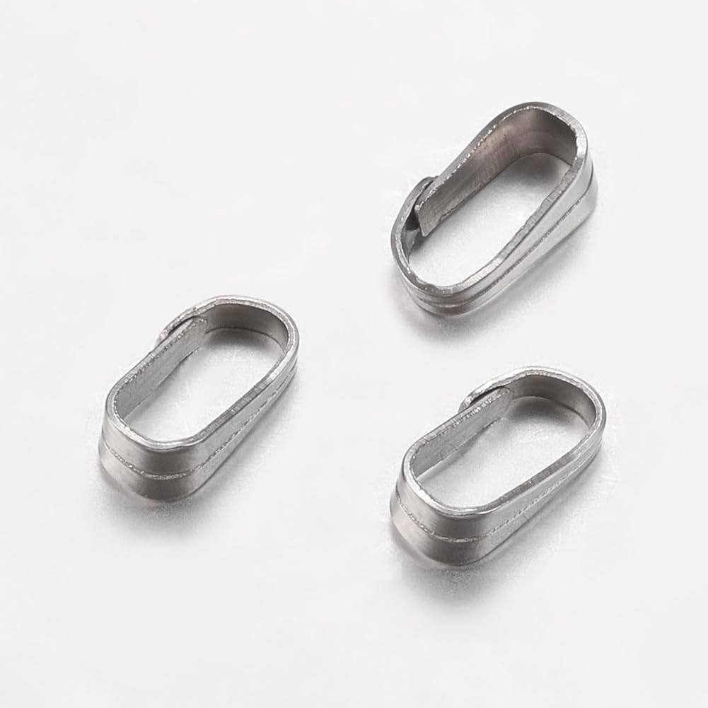 100 Pcs 304 Stainless Steel Snap On Bails Hook Pendant Clasps Pinch ...