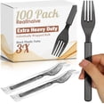 100 Pcs 3X Extra Heavy Duty Plastic Forks Disposable Individually ...