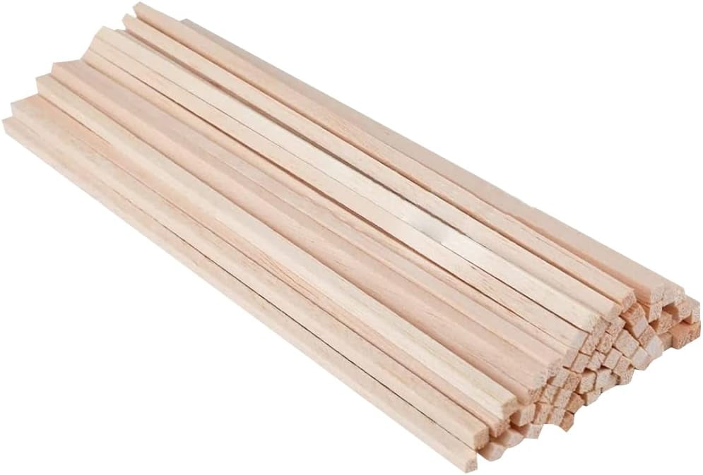 100 Pcs 3mm x 30 cm Square Wooden Sticks Unfinished Wood Strips DIY ...