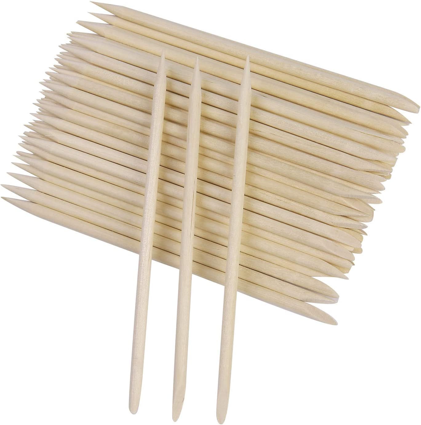 100 Pcs 4.3in Wooden Orange Sticks Nail Cuticle Stick for Pusher ...