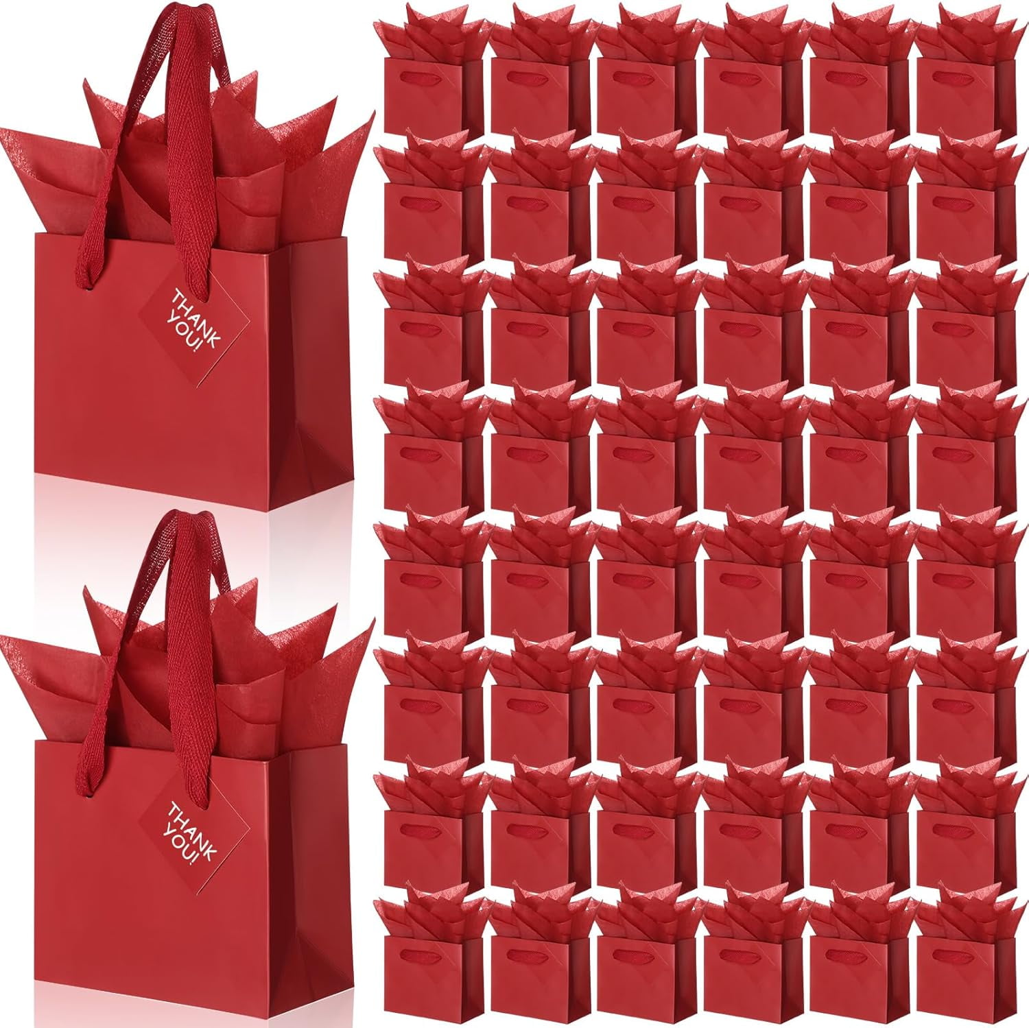 100 Pcs 4.7 x 2.4 x 3.9 Inch Mini Gift Bags Bulk with Tissue Paper ...