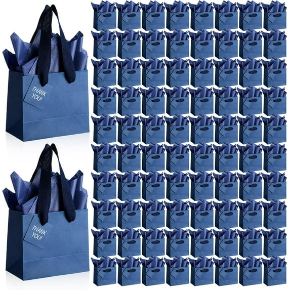 100 Pcs 4.7 x 2.4 x 3.9 Inch Mini Gift Bags Bulk with Tissue Paper ...