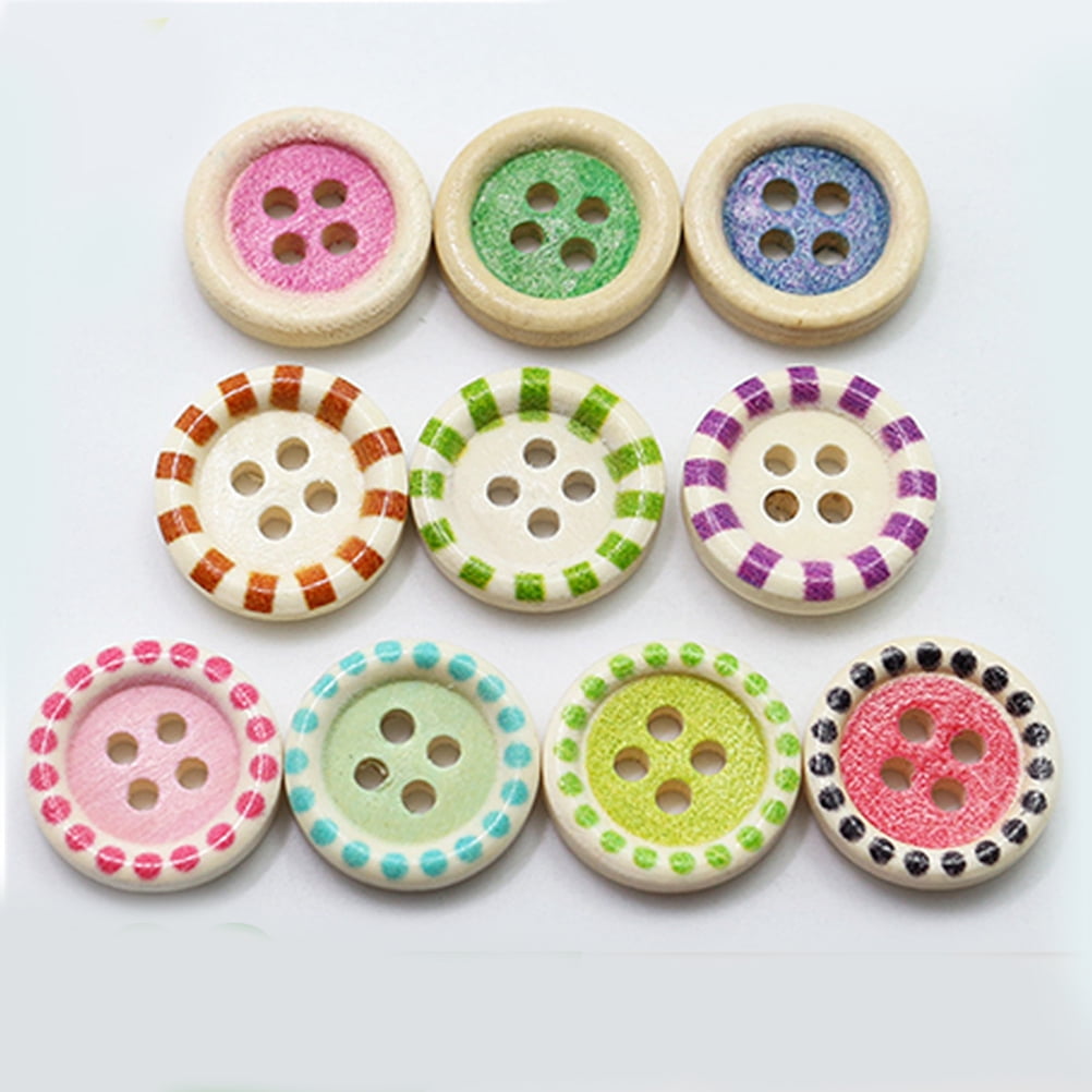 100 Pcs 4 Holes Buttons for Crafting Happy Handmade Time Baby - Walmart.com