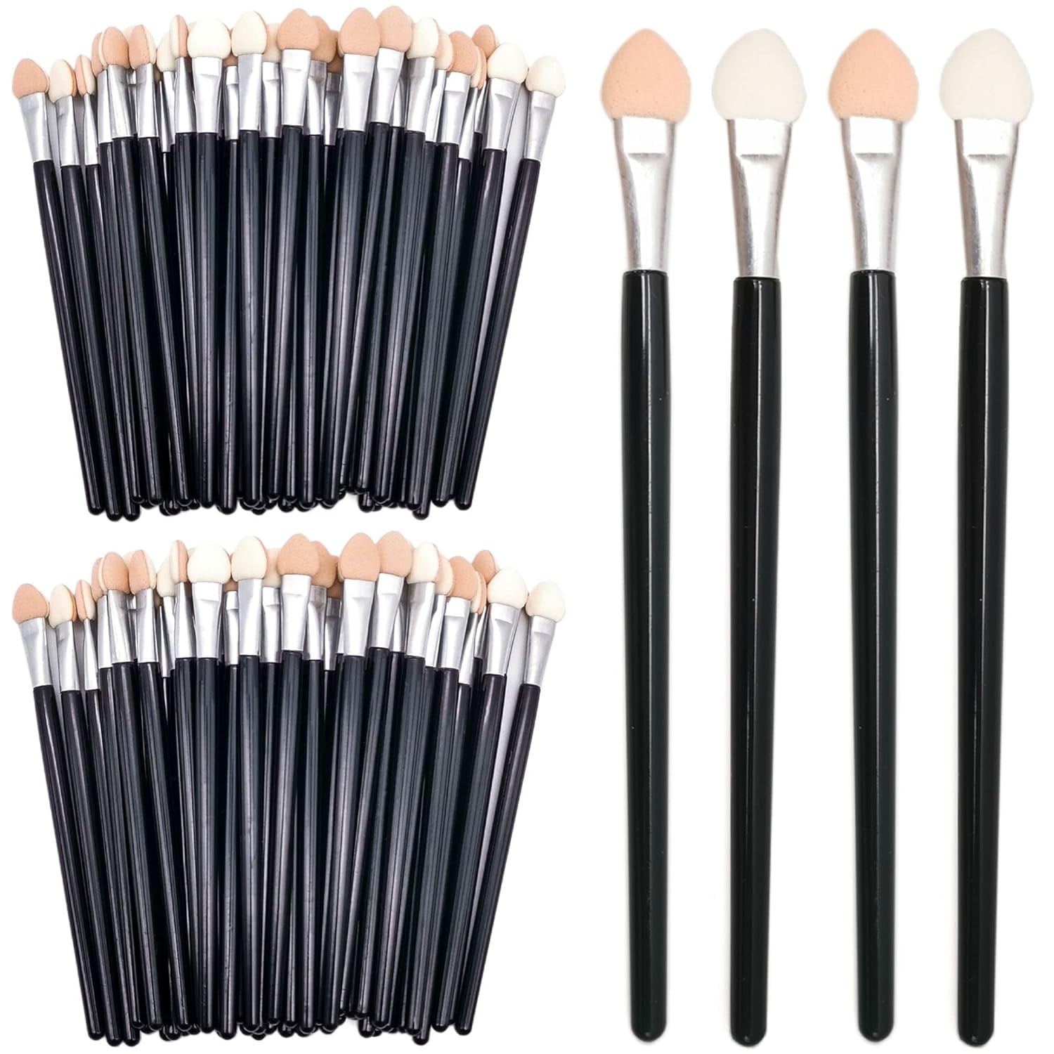 100 Pcs 4 Inch Disposable Eyeshadow Brushes for Women, Sponge Eye ...