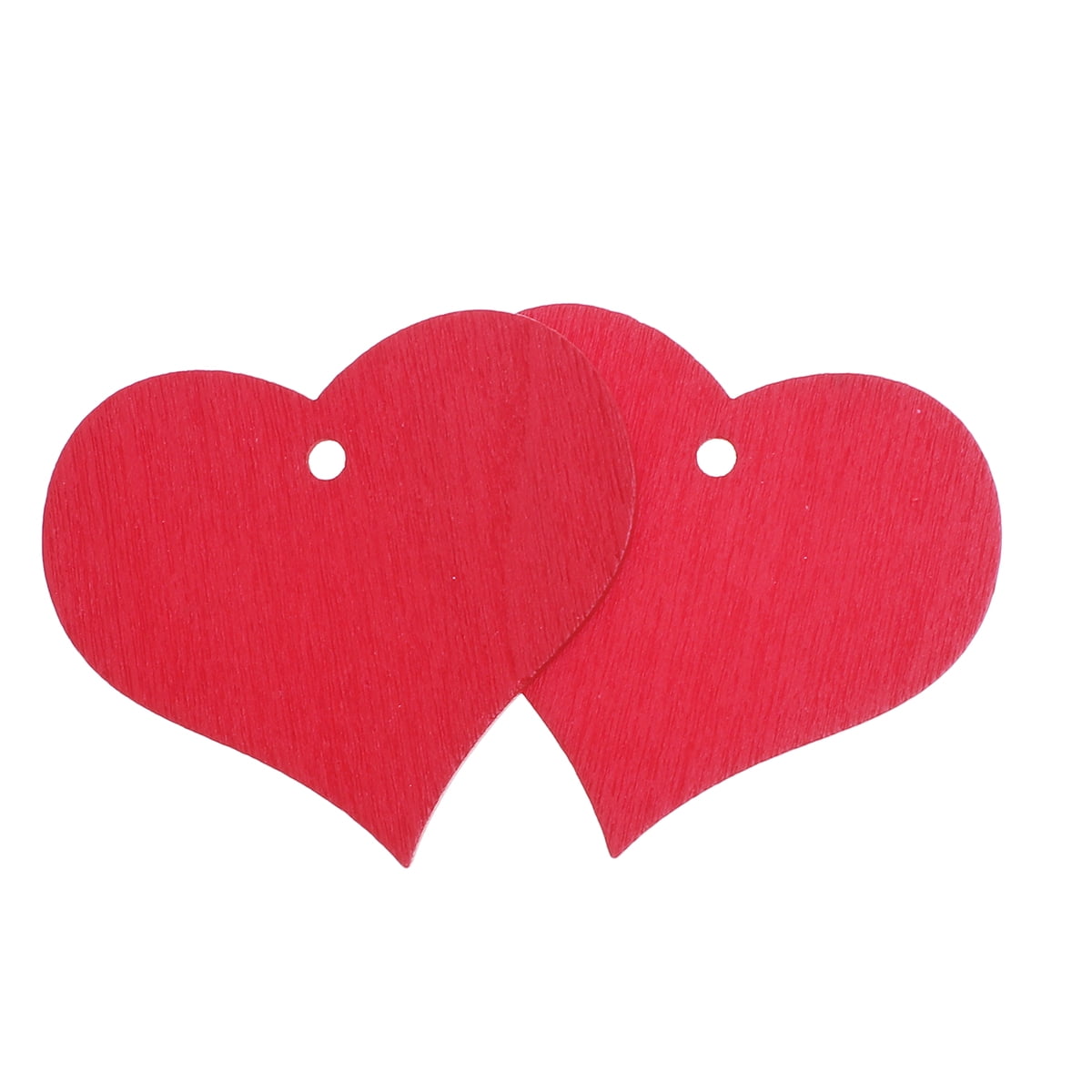 100 Pcs 40mm Red Wood Hearts Handmade Wooden Heart Shape Plaque Sign ...
