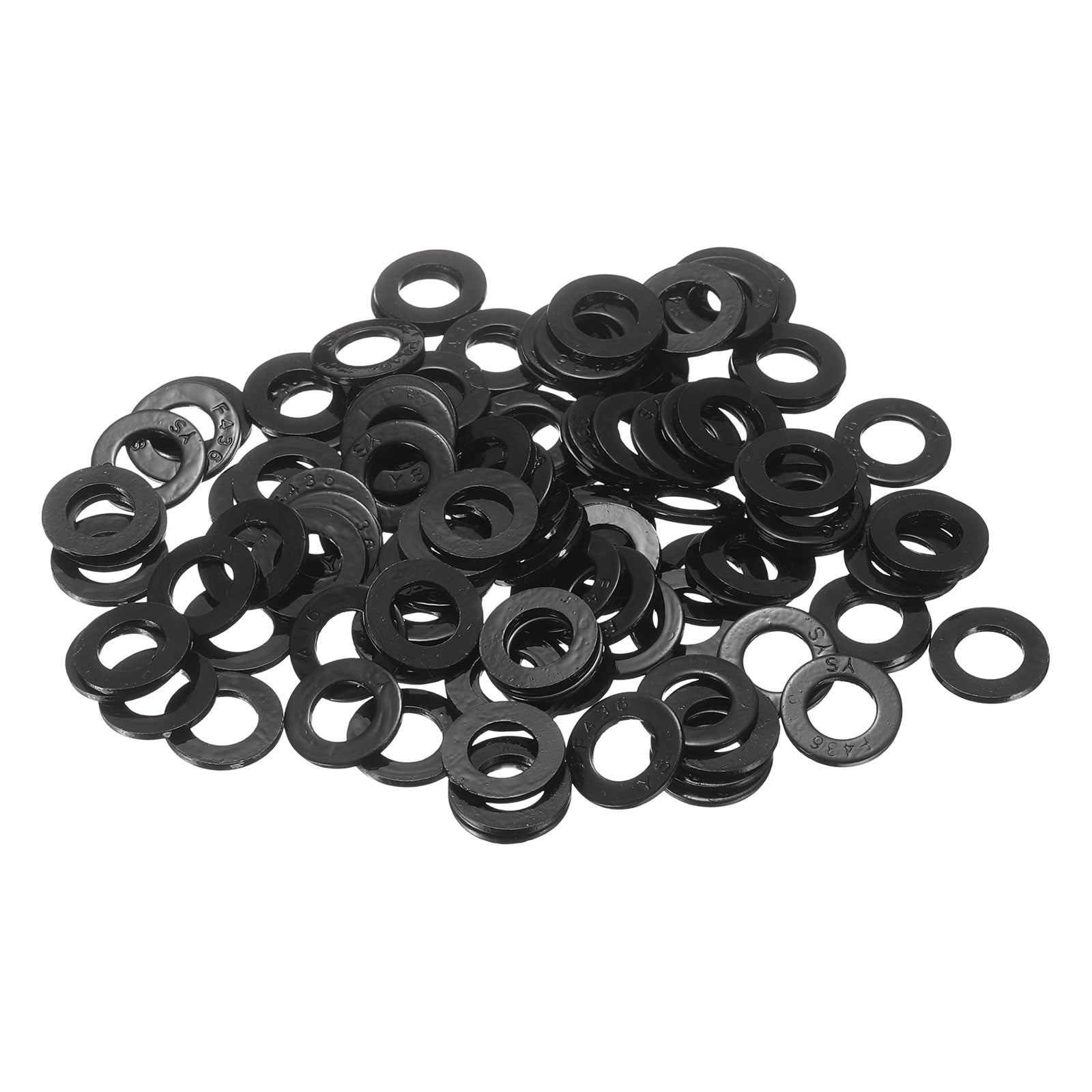 100 Pcs 5/16" Black Flat Washers, 17mm Outer Diameter, 45 Steel Metal ...