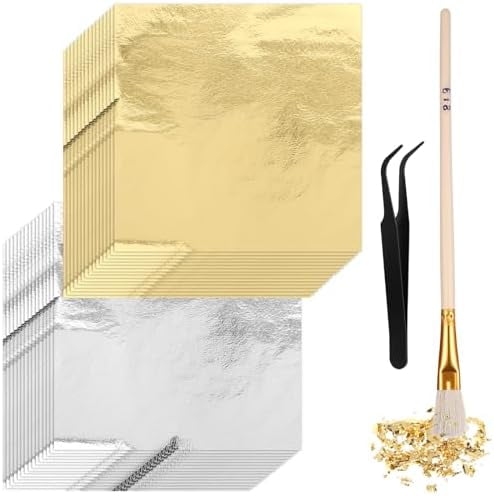 100 Pcs 5.5" X 5.5" Gold Leaf Sheets for Art Foil Paper, Gold & Silver ...