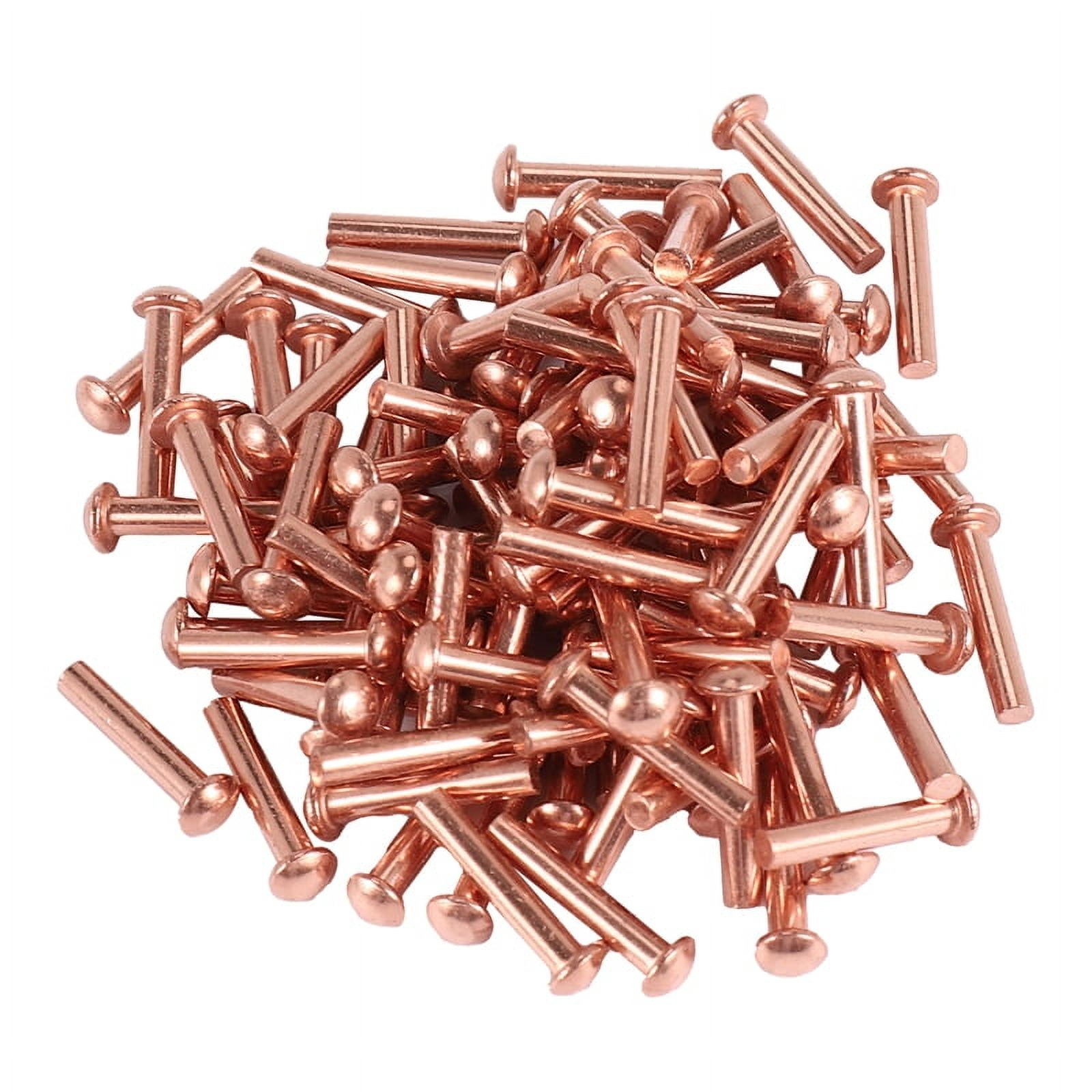 100 Pcs 5/64inch x 25/64inch Round Copper Solid Rivets Fasteners ...