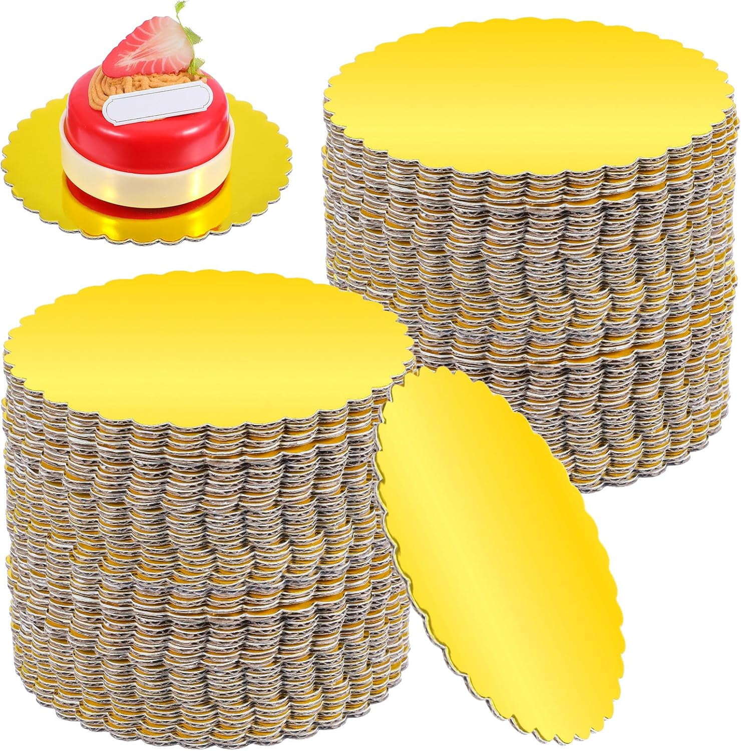 100 Pcs 5 Inch Mini Cake Boards,Scallop Edge Round Cardboard Plate ...