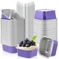 100 Pcs 5 oz Mini Square Baking Pan with Lid Aluminum Foil Cupcake Pan ...