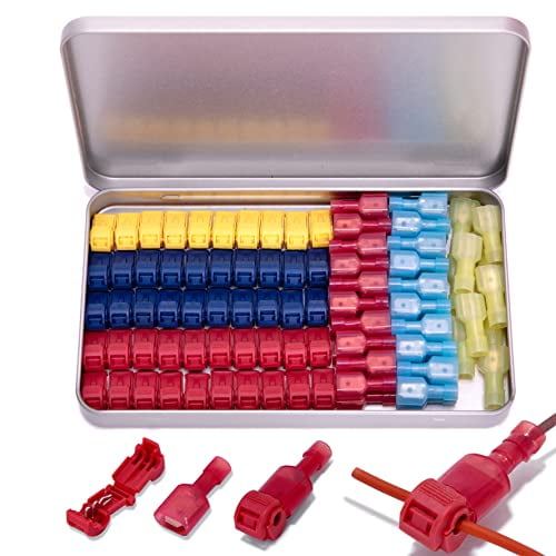 100 Pcs/50 Pairs T-Tap Wire Connectors, Quick Splice Self-Stripping ...